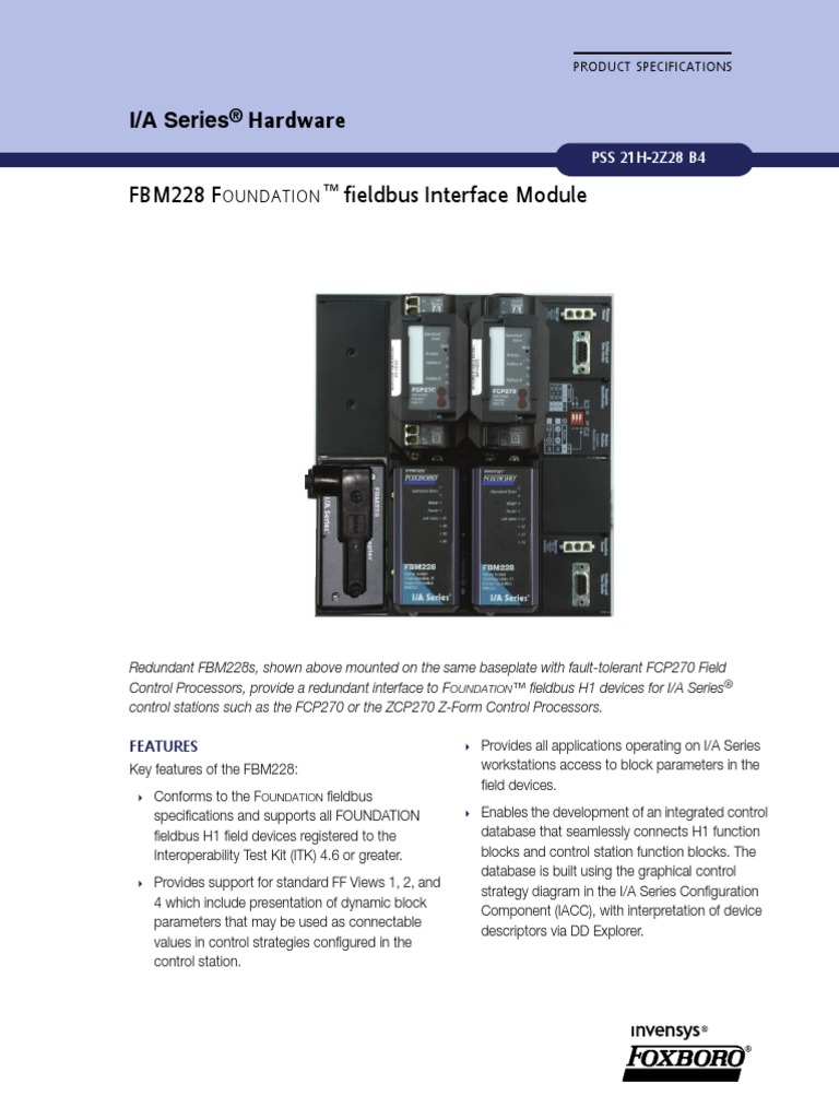 FBM228 F Fieldbus Interface Module: I/A Series Hardware | PDF | Network ...