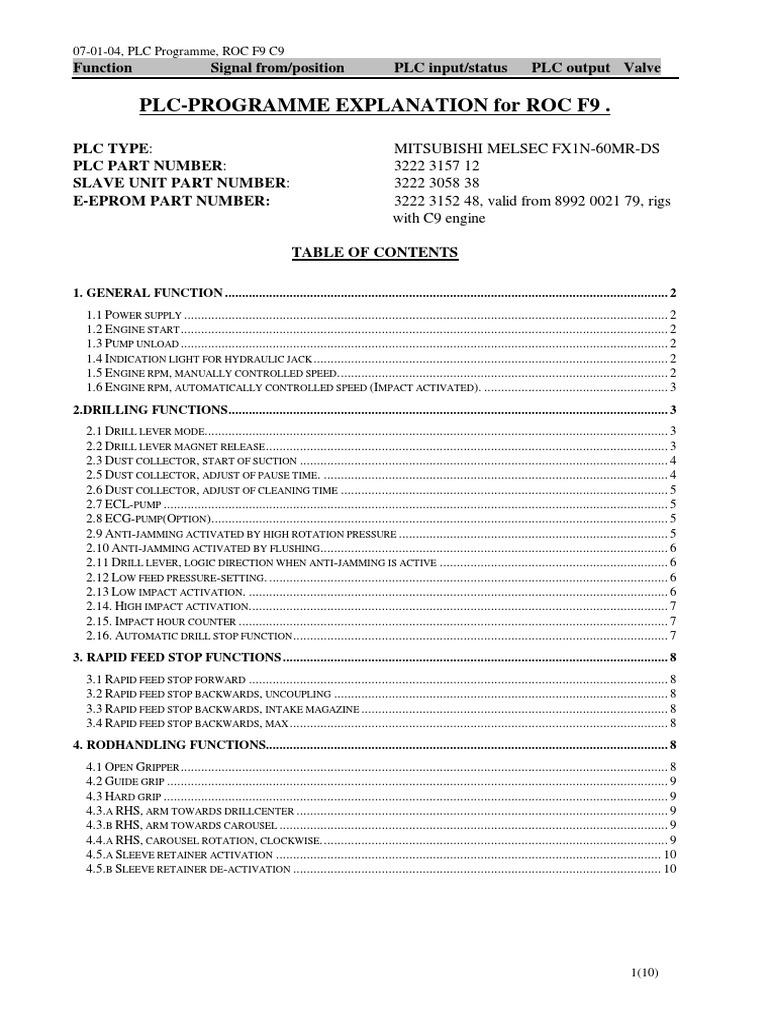 PLC Roc F9 C9 | PDF | Drill | Lever