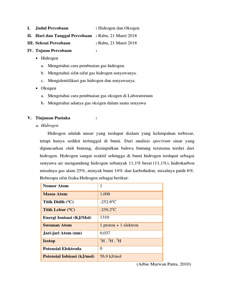 Lapres Hidrogen Oksigen | PDF