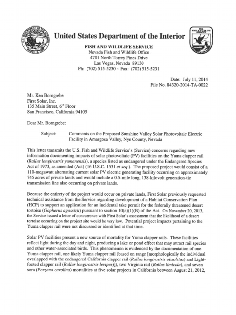 2014 Memo - Yuma Clapper Rail | PDF