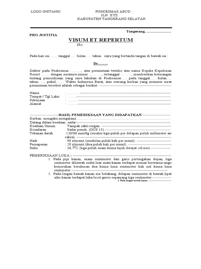 Visum Luka Kecelakaan Motor | PDF