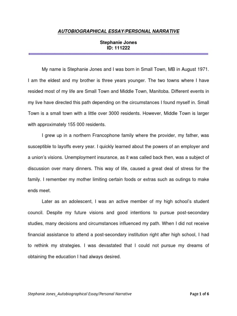 Narrative Essay Example High School