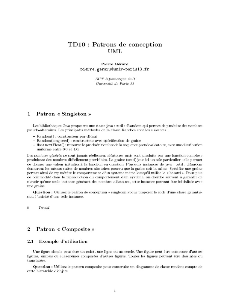 Conception avec Patterns UML | PDF | Classe (informatique) | Informatique