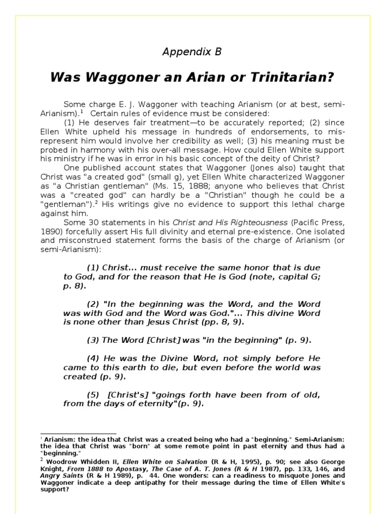 Was Waggoner An Arian or Trinitarian - Robert J. Wieland | PDF | God ...