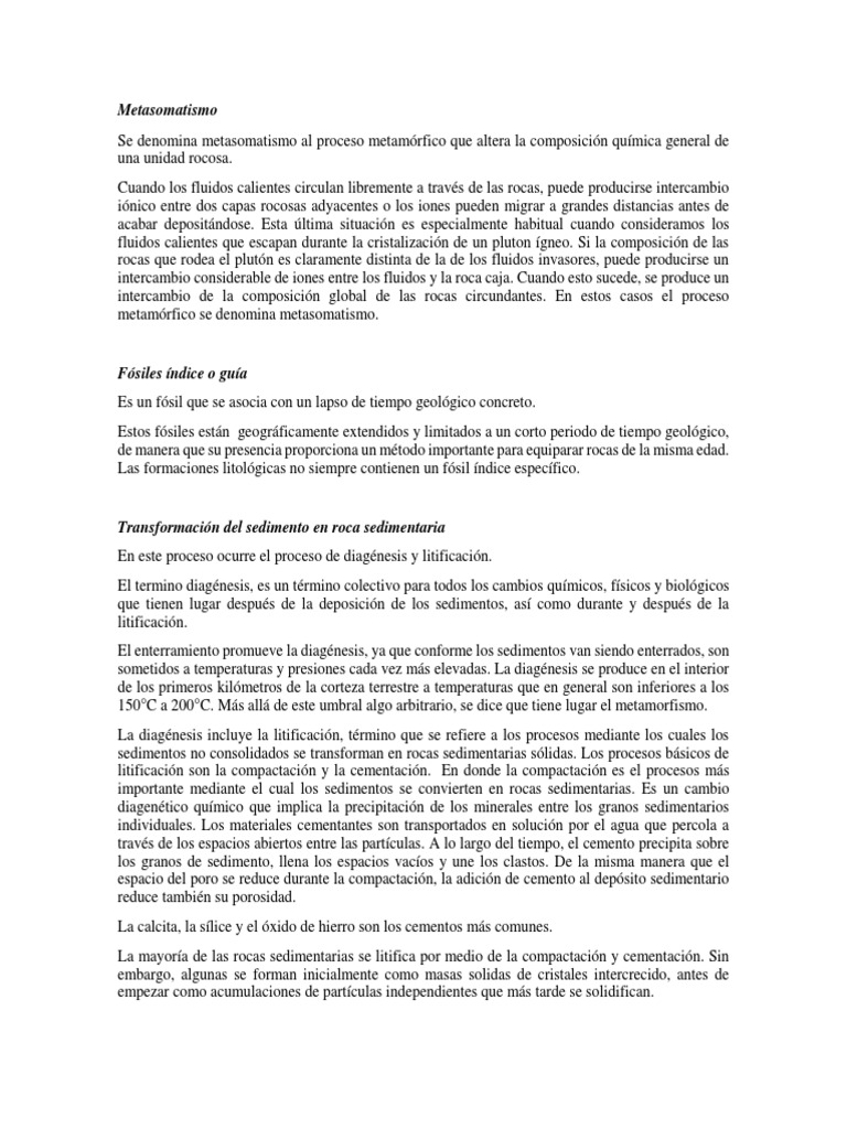 Metasomatismo | PDF | Fósil | Roca (geología)