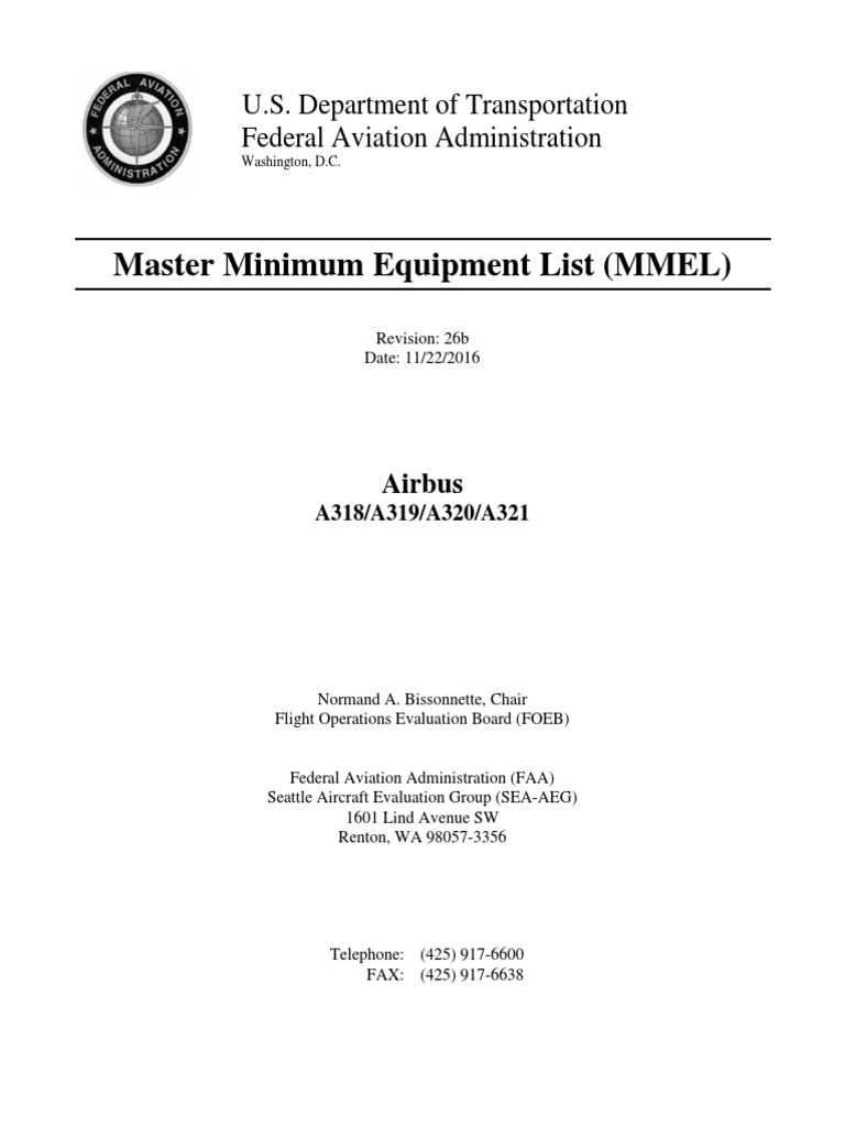 Airbus A320 Master Minimum Equipment List | PDF | Aerospace Engineering ...