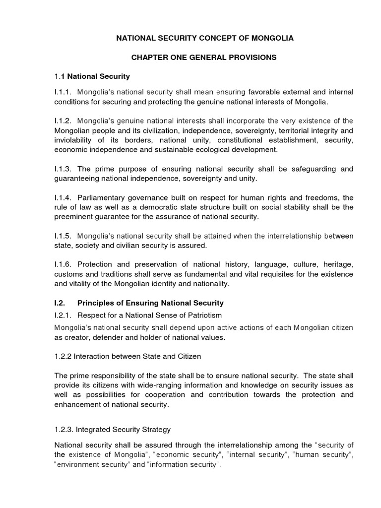 National Security Concept of Mongolia en | PDF | Information Security ...