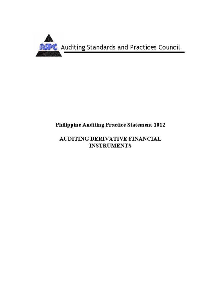Auditing Derivative Financial Instruments: Guidance on Planning and ...