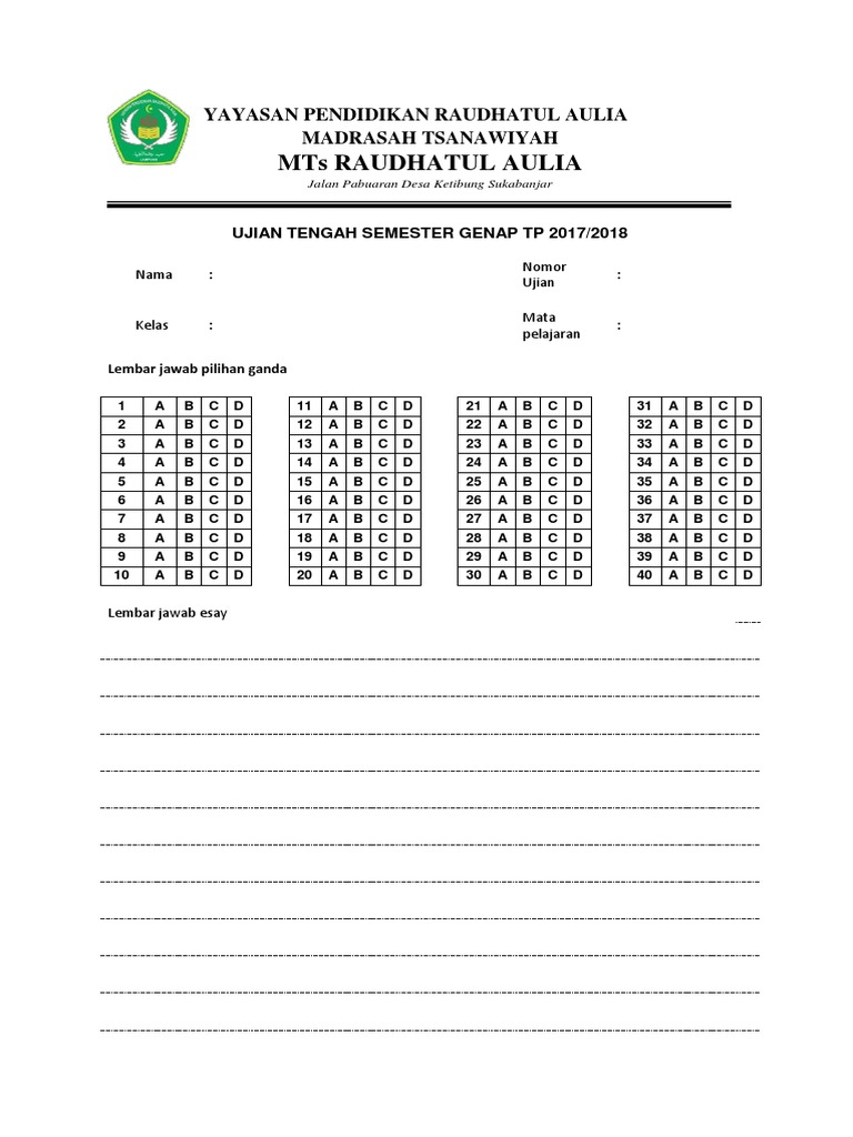 Mts Raudhatul Aulia | PDF