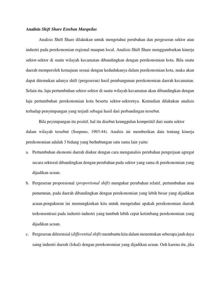 Analisis Shift Share Esteban Marquilas | PDF