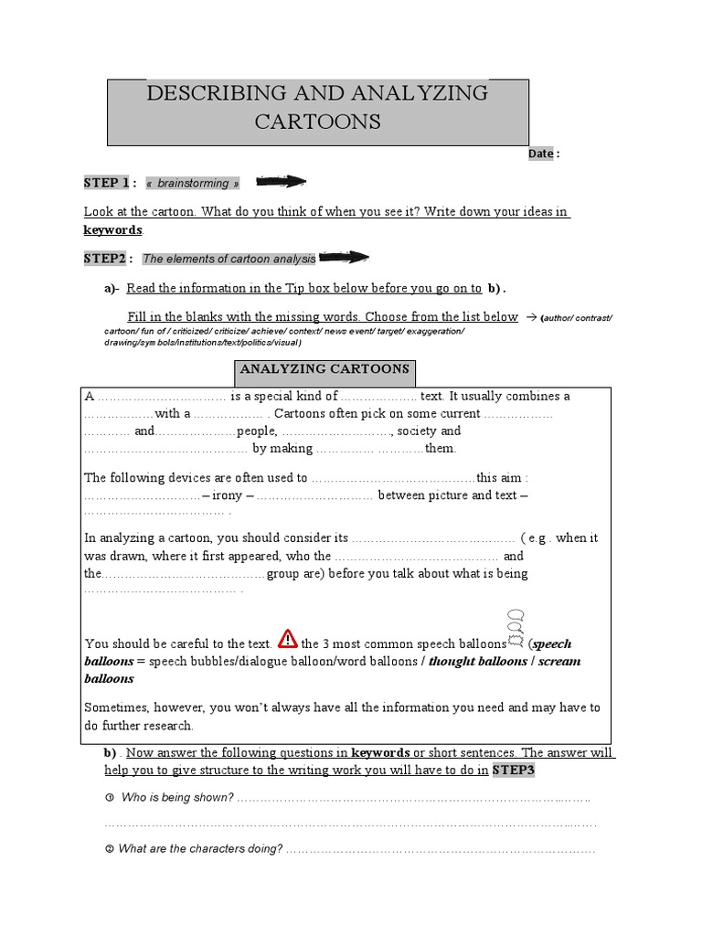 Describing and Analyzing Cartoons Part 1 | PDF