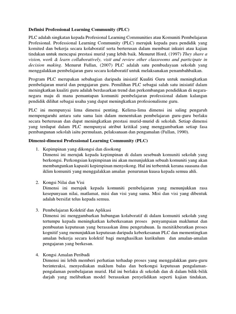 Defining Professional Learning Communities | PDF