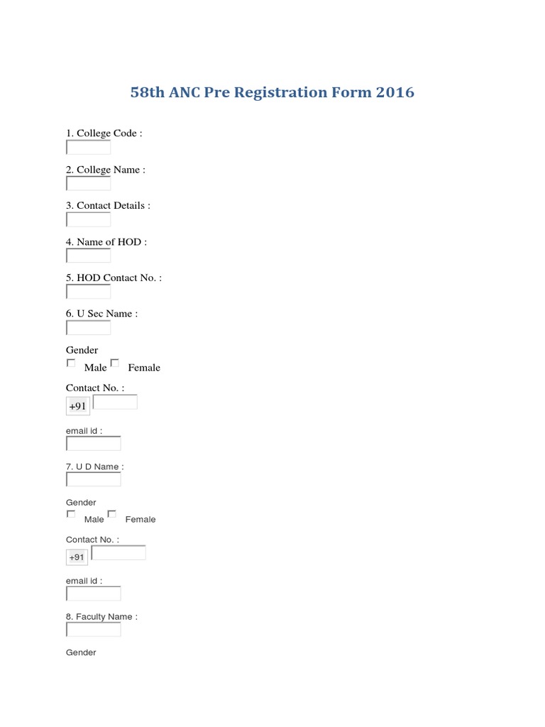 Pre Registration Form 2016 | PDF