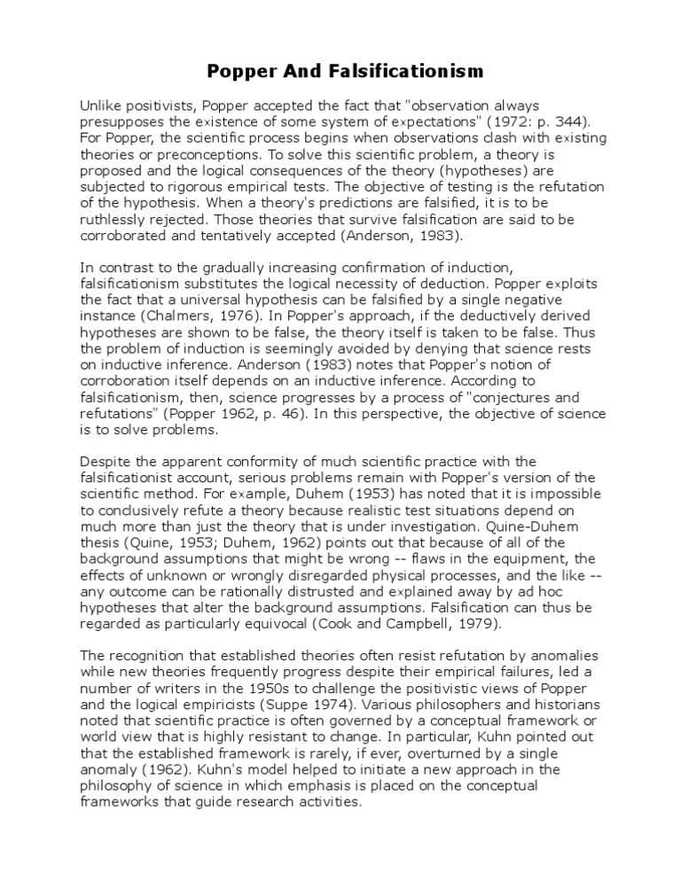 Popper and Falsificationism | PDF | Falsifiability | Karl Popper