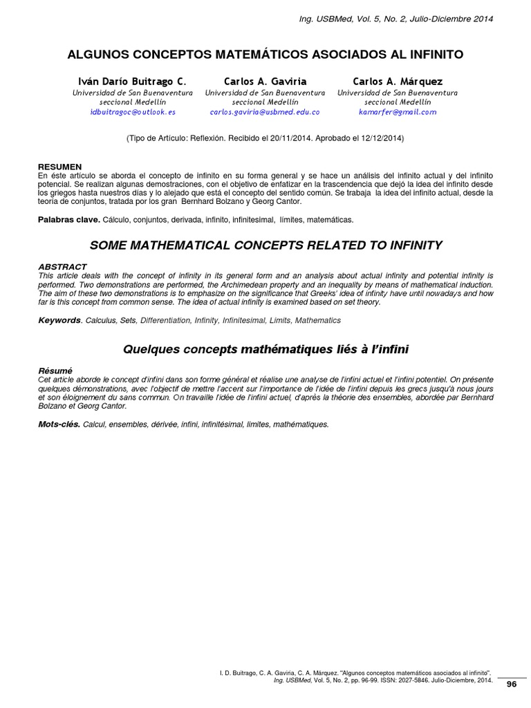 El Infinito-Conceptos Matemáticos PDF | PDF | Conjunto (Matemáticas) | infinito