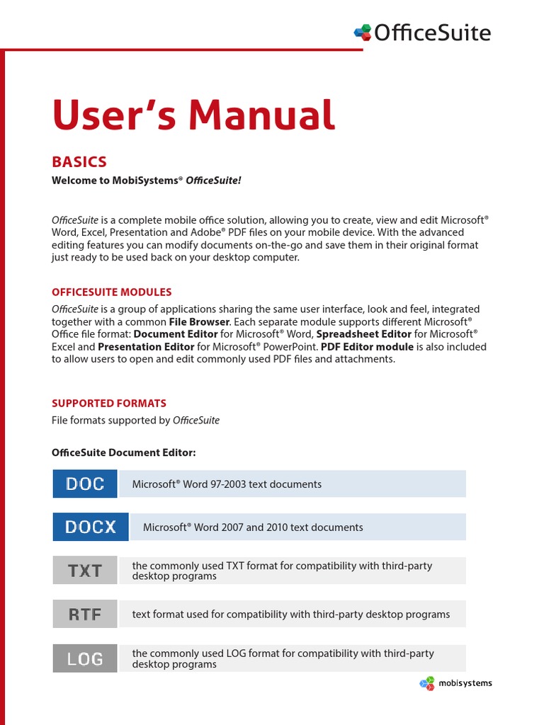 User'S Manual: Officesuite | PDF | Microsoft Excel | Portable Document ...