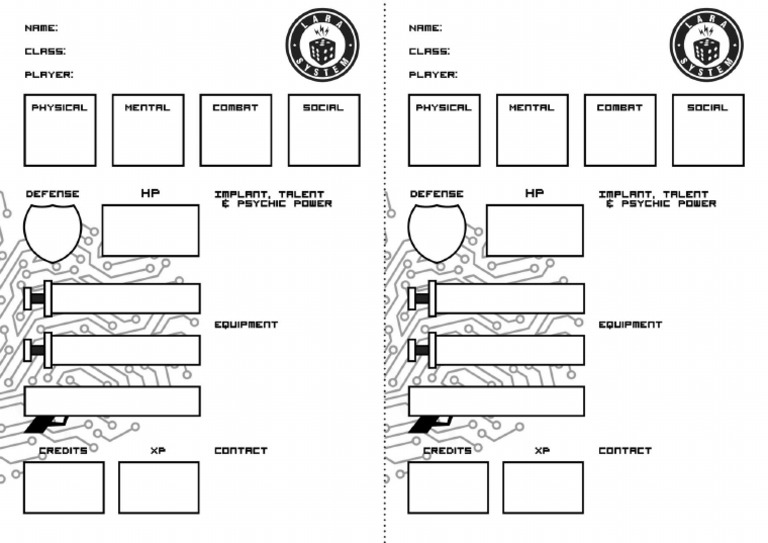 Sprawl Character Sheet A5 | PDF