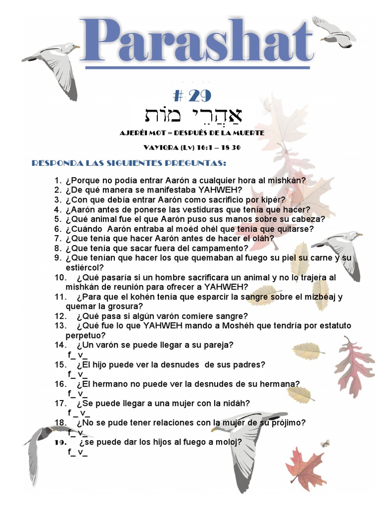 Parashat Ajarei - Qadoshim #29-30 Adol 6018 | PDF | Religión y creencia