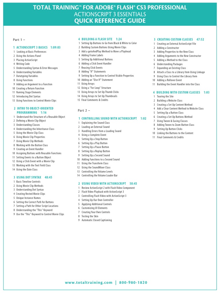 Total Training Adobe Flash Cs3 Professional Actionscript 3 Essentials Download Free Pdf 