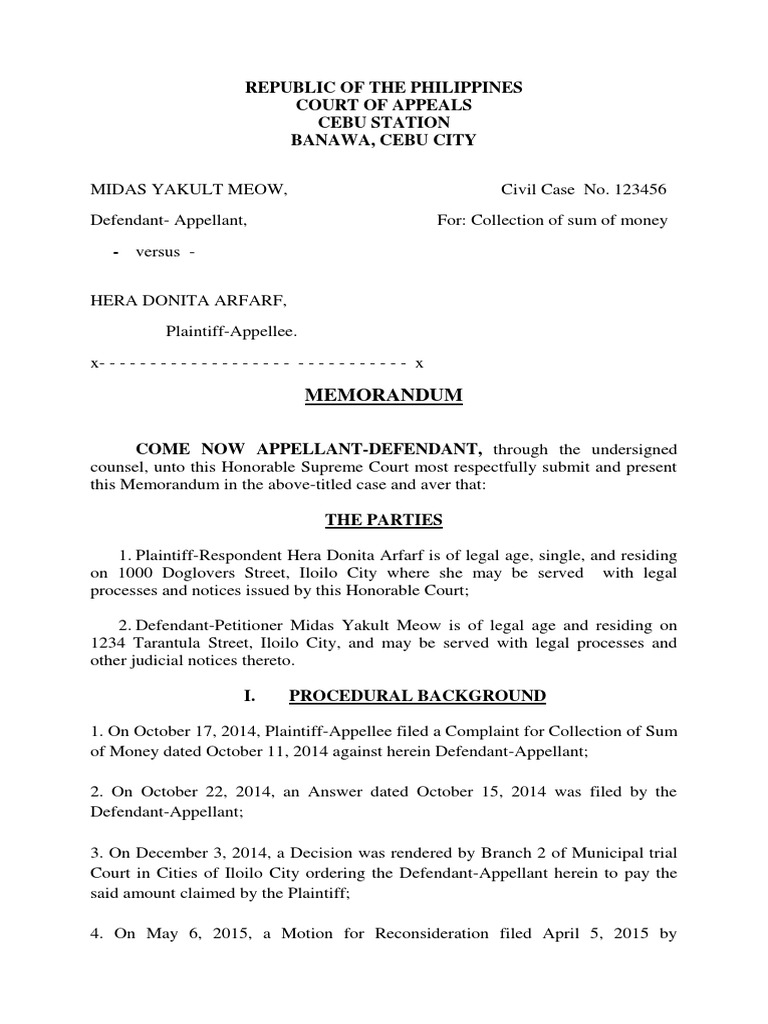 Republic of The Philippines Court of Appeals Cebu Station Banawa, Cebu ...