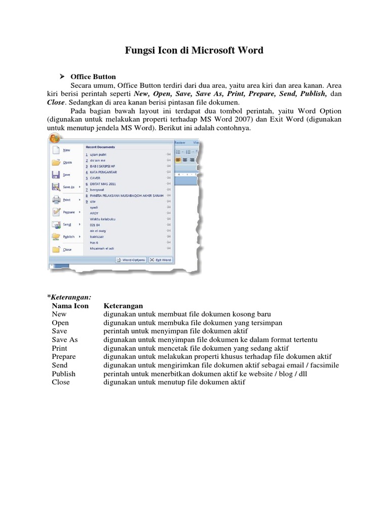 Fungsi Icon Di Microsoft Word | PDF