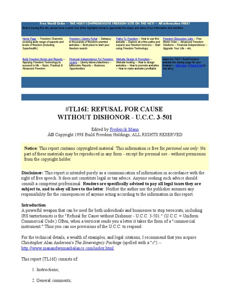Refusal for Cause Without Dishonor u Cc | Securities Regulation In The ...