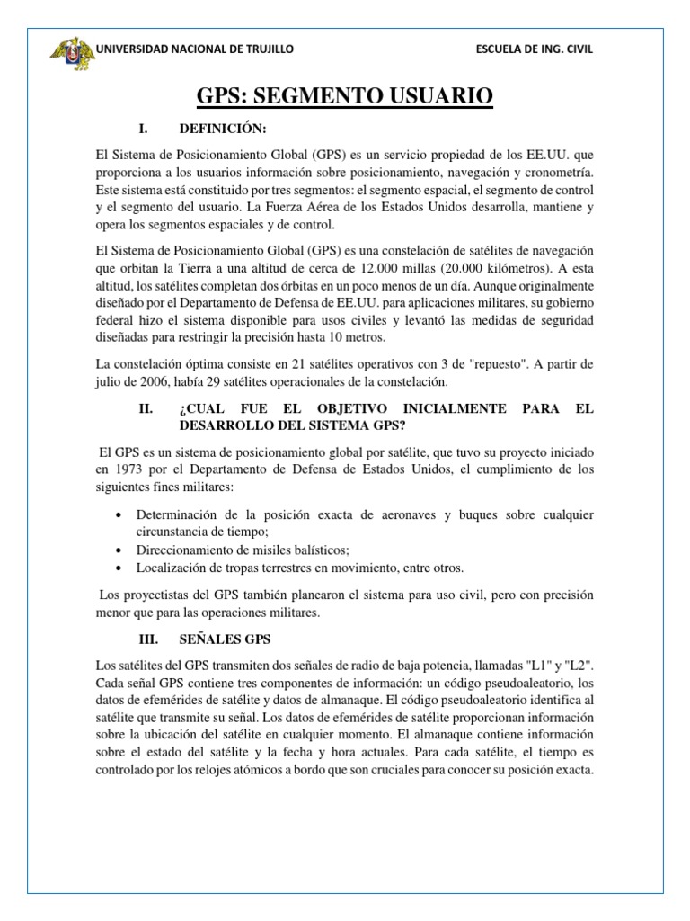 GPS, Segmento Usuario | PDF | Sistema de Posicionamiento Global ...