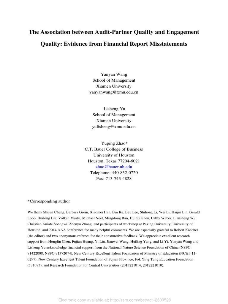 The Association Between Audit-Partner Quality and Engagement Quality ...