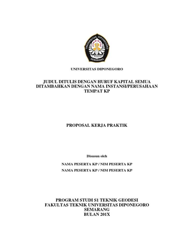 Proposal Kerja Praktik Teknik Geodesi | PDF | Seni | Teknologi & Rekayasa