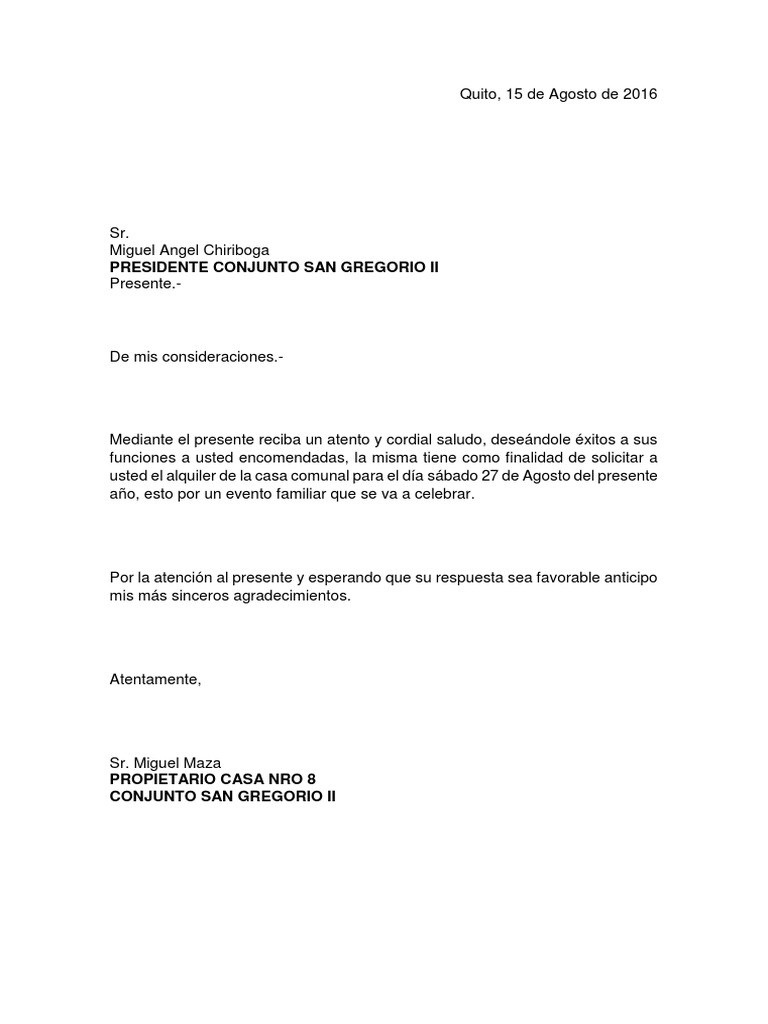 Pedido Casa Comunal Oficio Modelo | PDF