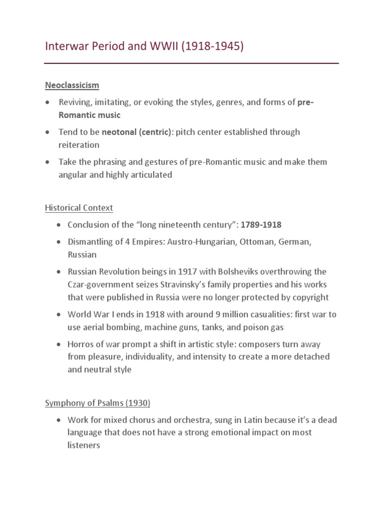 Interwar Period and WWII | PDF | Performing Arts | Classical Music