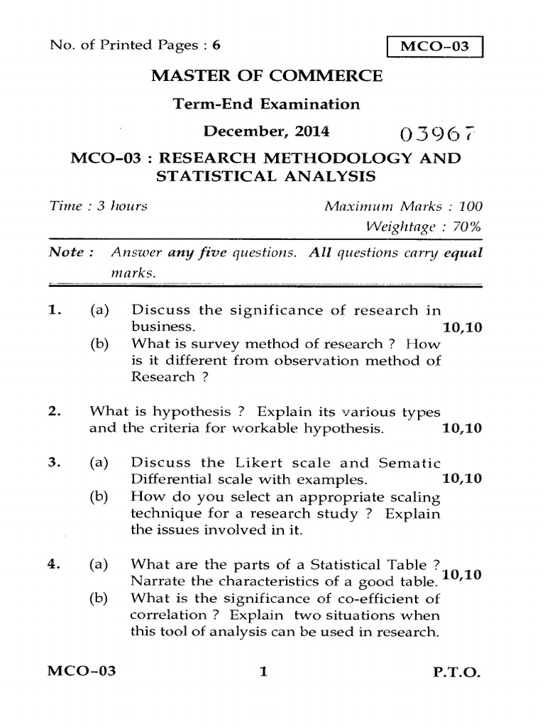 MCO-03 Dec14 | PDF | Statistics | Quantitative Research