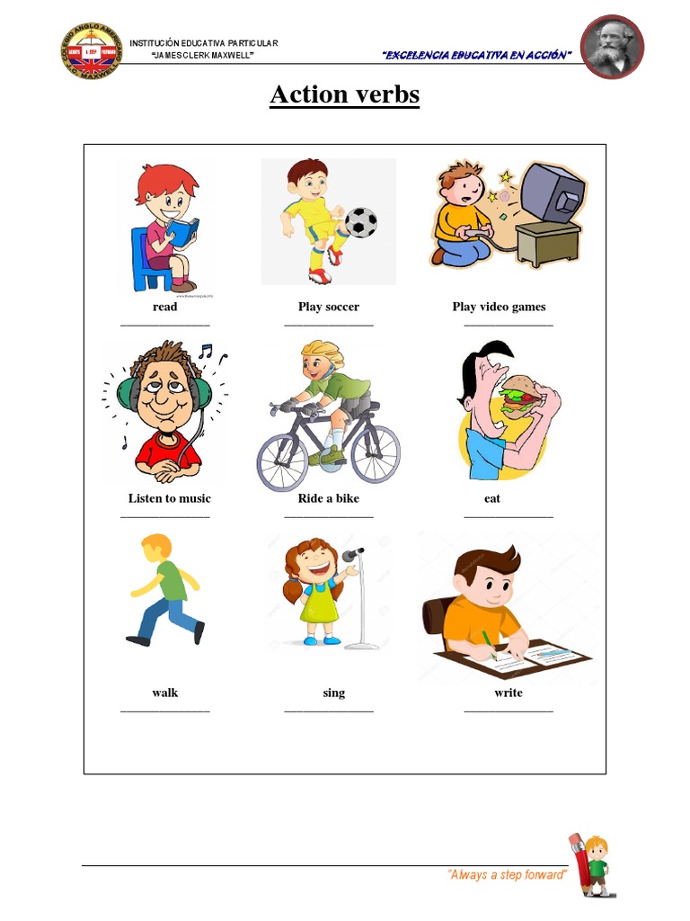 Action Verbs: Read - Play Soccer - Play Video Games | PDF