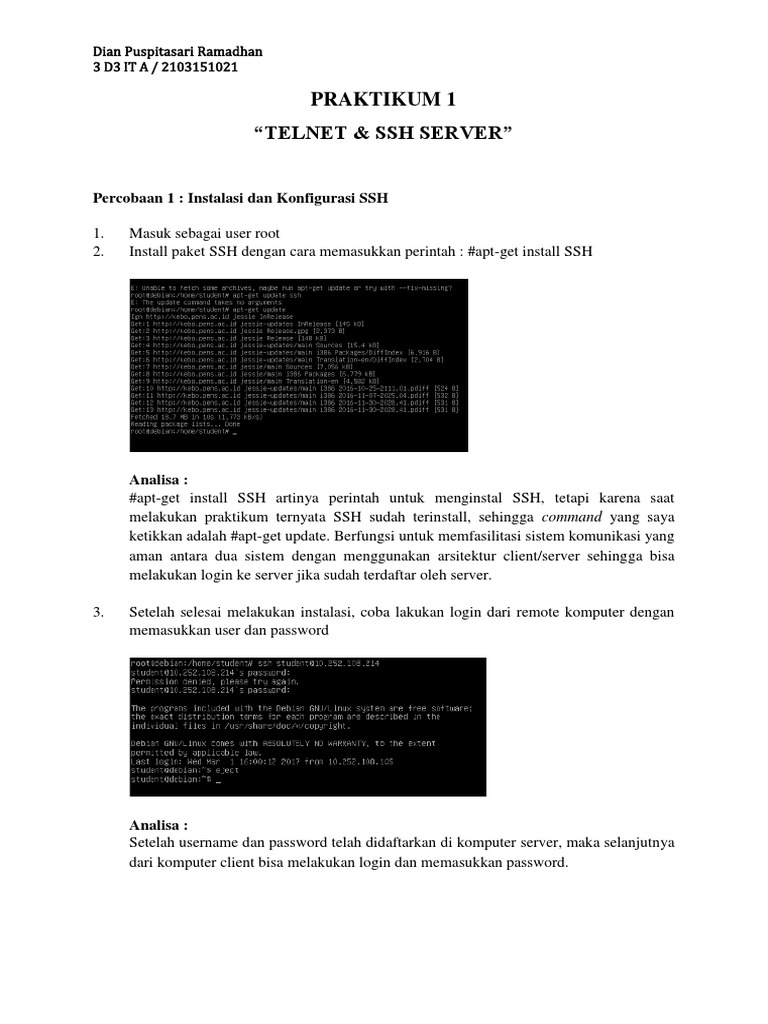 KONFIGURASI SSH DAN TELNET | PDF