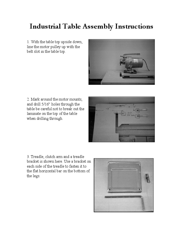 Industrial Table Assembly Instructions | PDF | Drill | Screw
