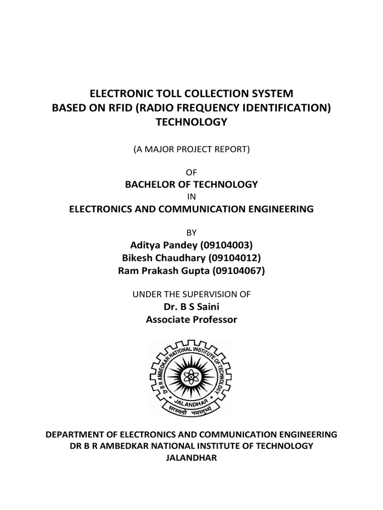 Electronic Toll Collection System Based On Rfid (Radio Frequency ...