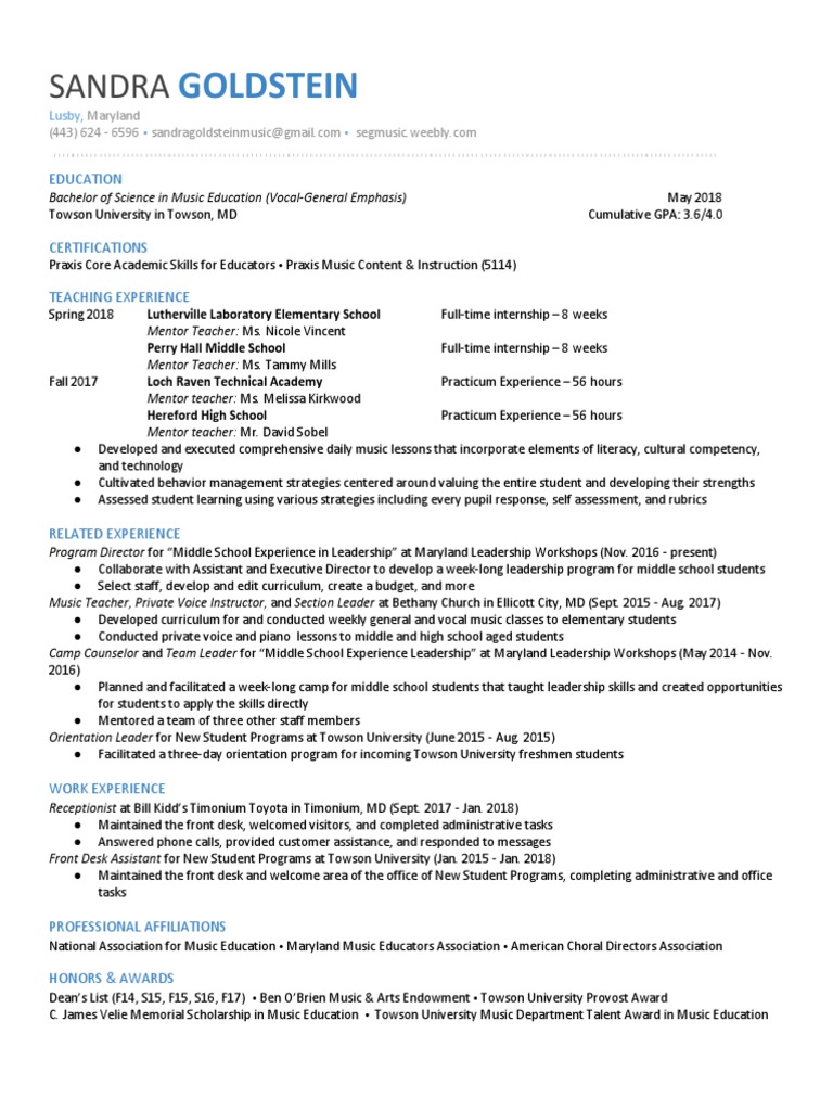 Sandra Goldstein Resume | PDF | Schools | Mentorship