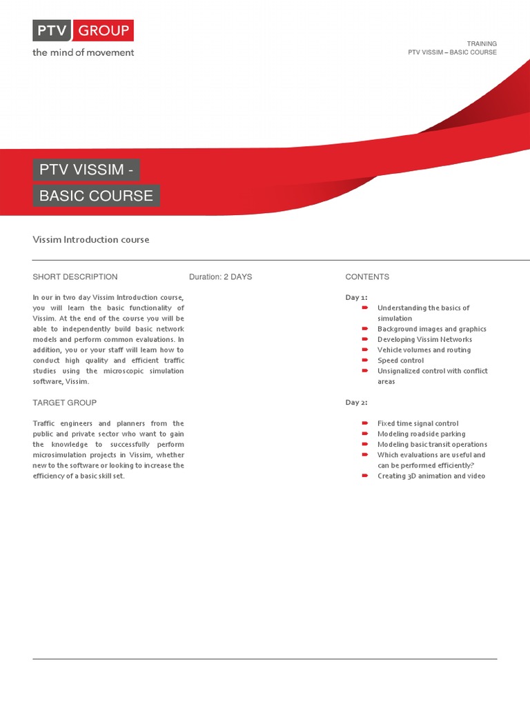Ptv Vissim Basic Training Program Download Free Pdf Traffic 3 D