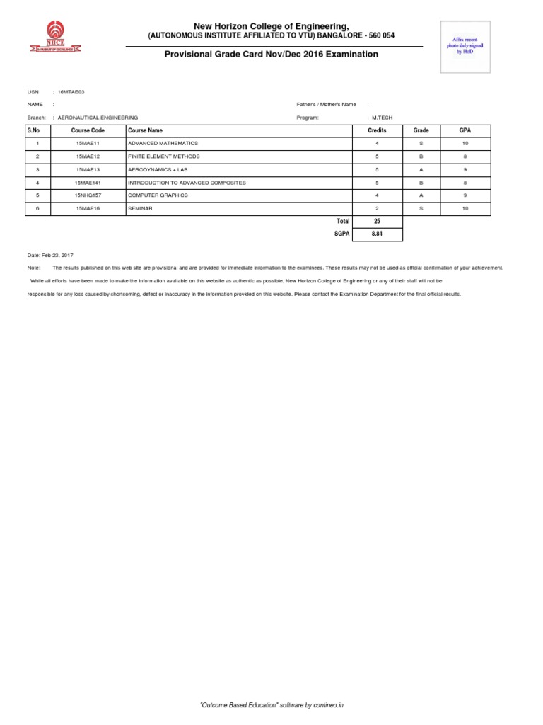 16MTAE03 Provisional Grade Card | PDF | Computing | Software