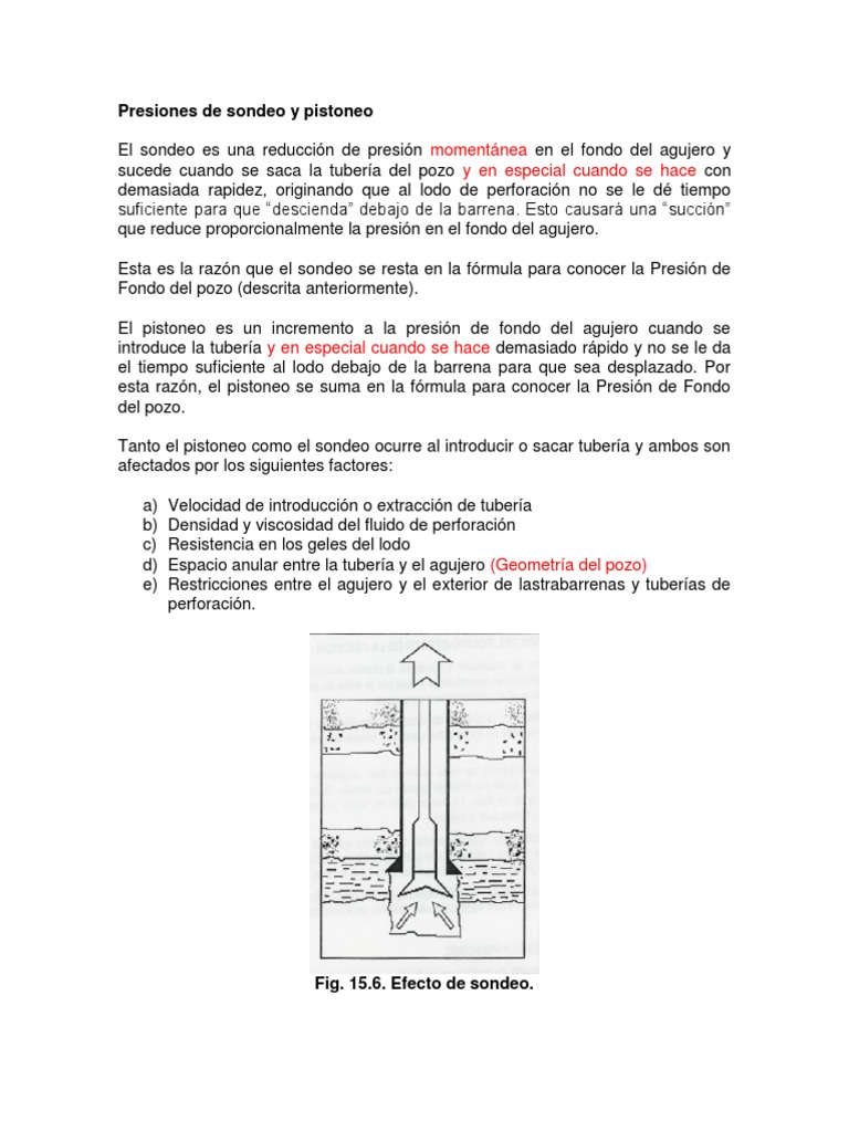 Presiones de Sondeo y Pistoneo | PDF | Presión | Roca (geología)