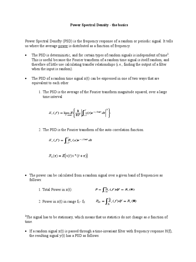 Power Spectral Density - The Basics: T X T X E R | PDF | Spectral Density | Telecommunications ...