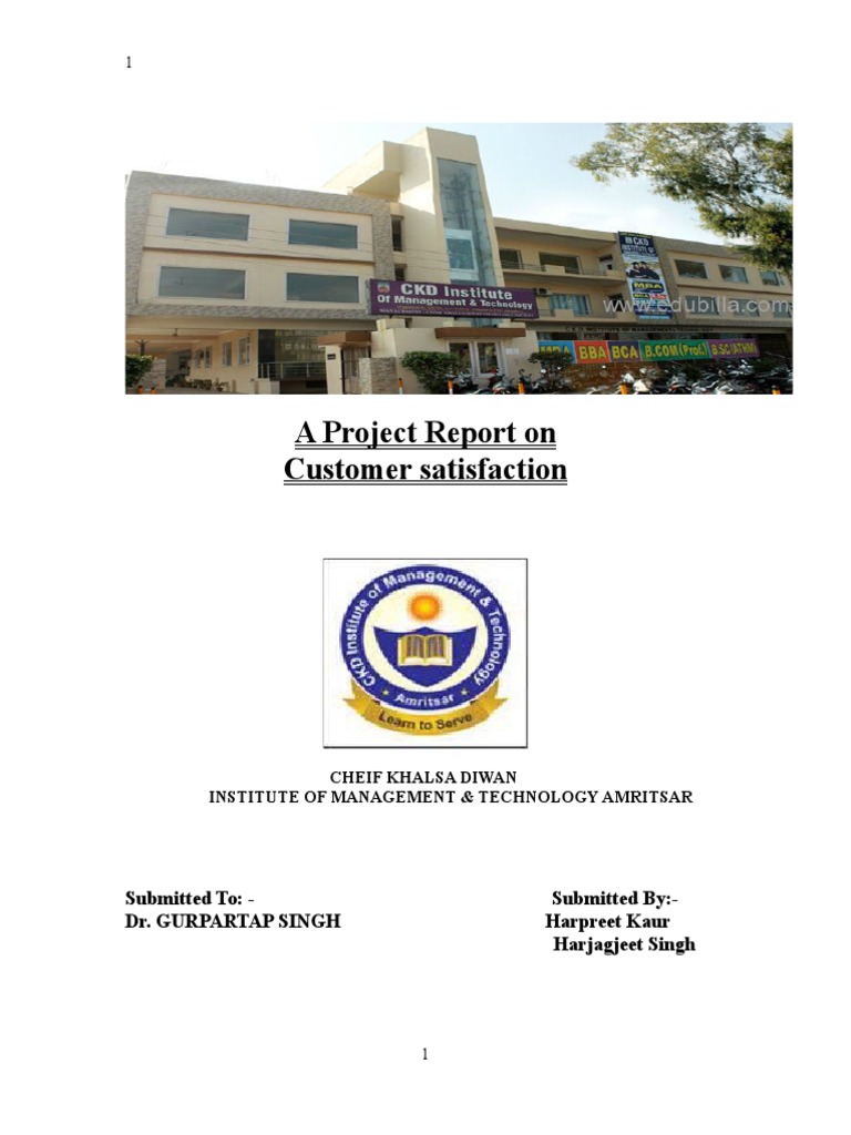 A Project Report On Customer Satisfaction | PDF | Consumer Behaviour ...