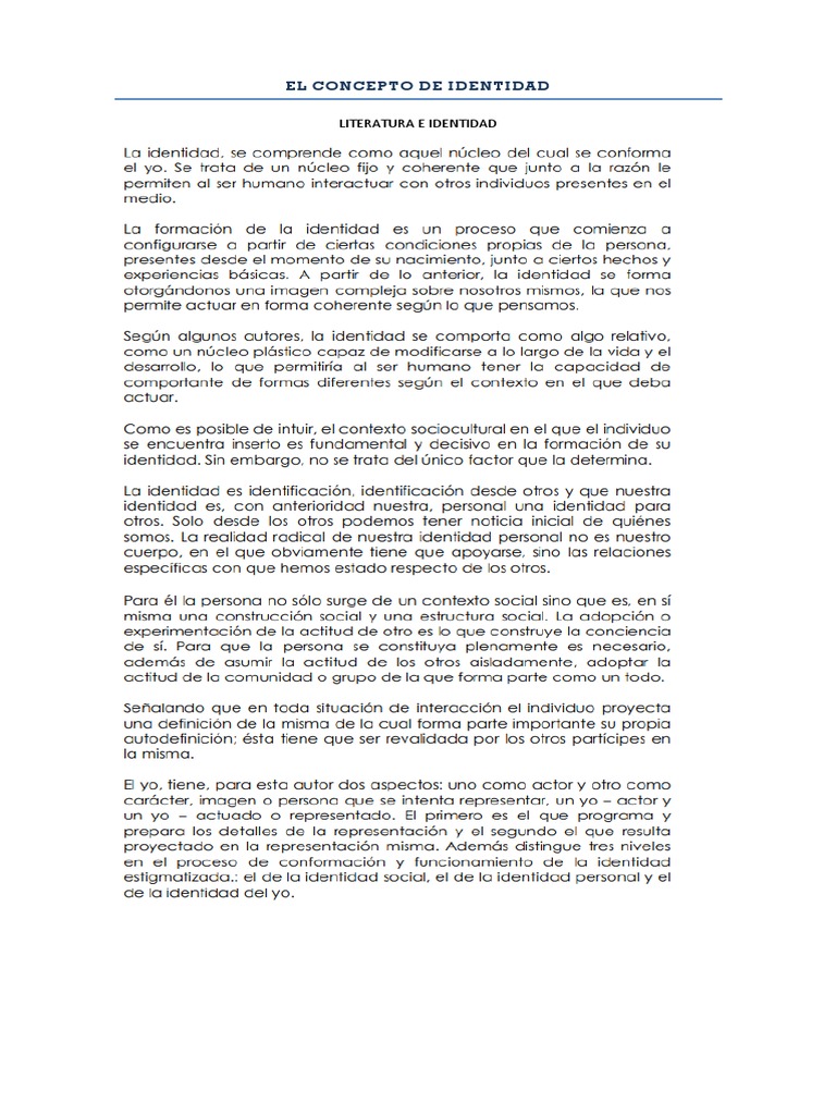 El Concepto de Identidad | PDF