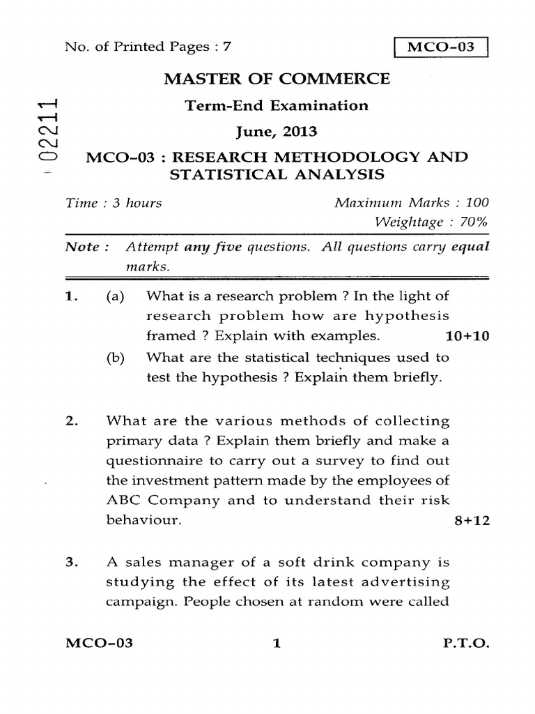 MCO-3 June13 | PDF | Survey Methodology | Statistics MCO-3 June13 | PDF | Survey Methodology | Statistics