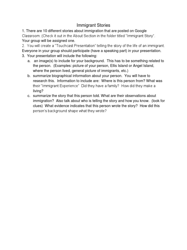 Immigrant Stories Presentations-17-18 | PDF | Philosophy | General Fiction