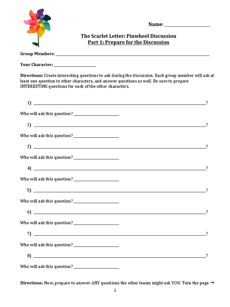 TSL Character Pinwheel Discussion CW | PDF | Question | Psychology