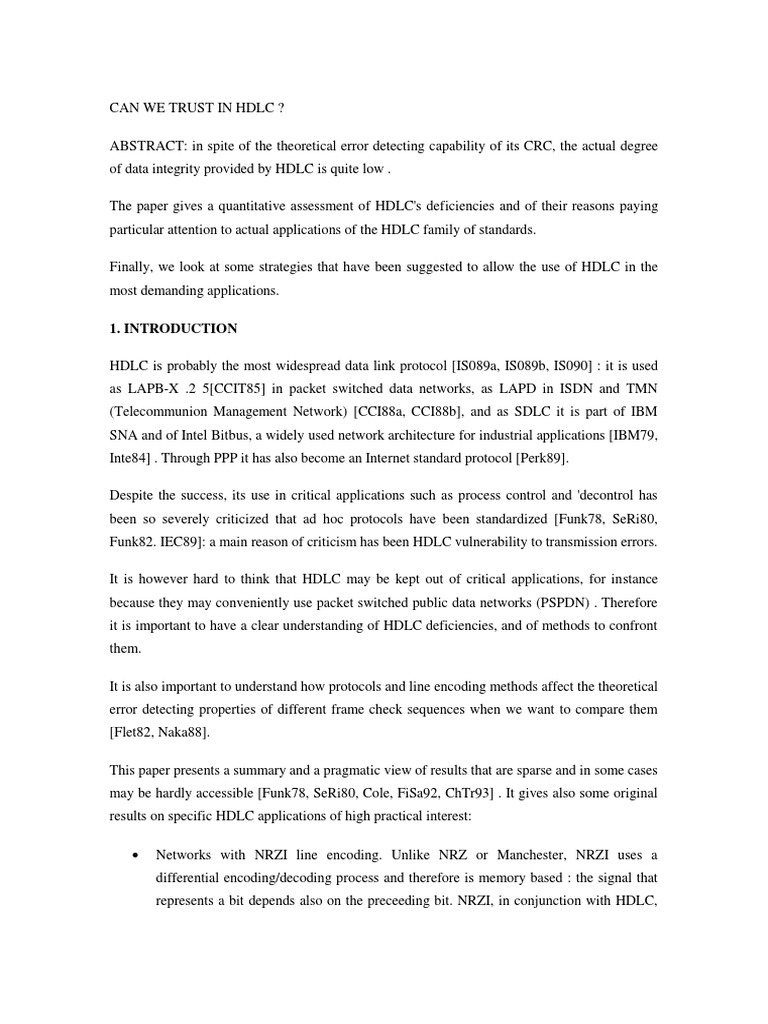 Can We Trust in HDLC | PDF | Data Transmission | Telecommunications