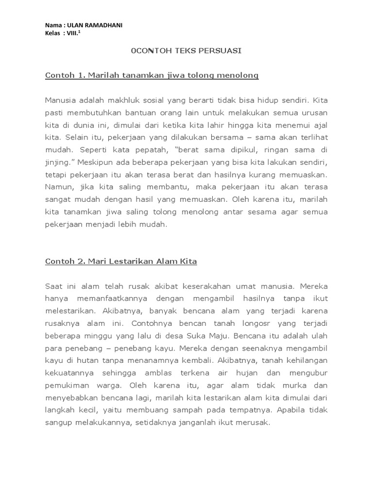 Contoh Teks Persuasi | PDF