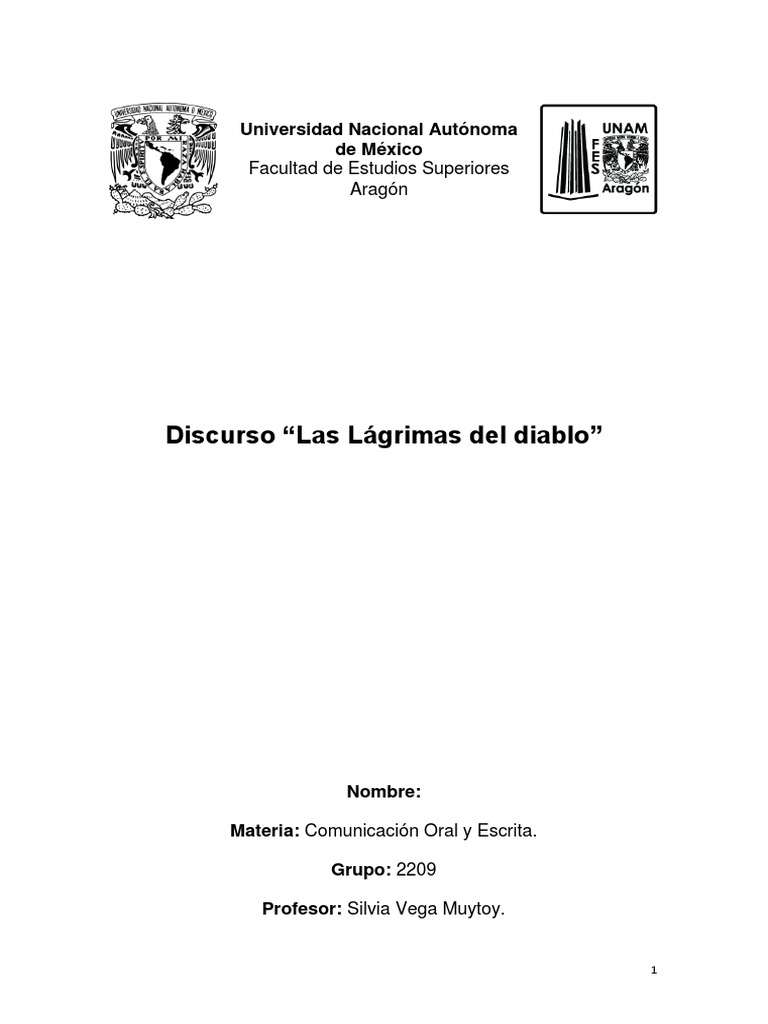 Ensayo Las Lagrimas Del Diablo | PDF | Discurso | Aprendizaje