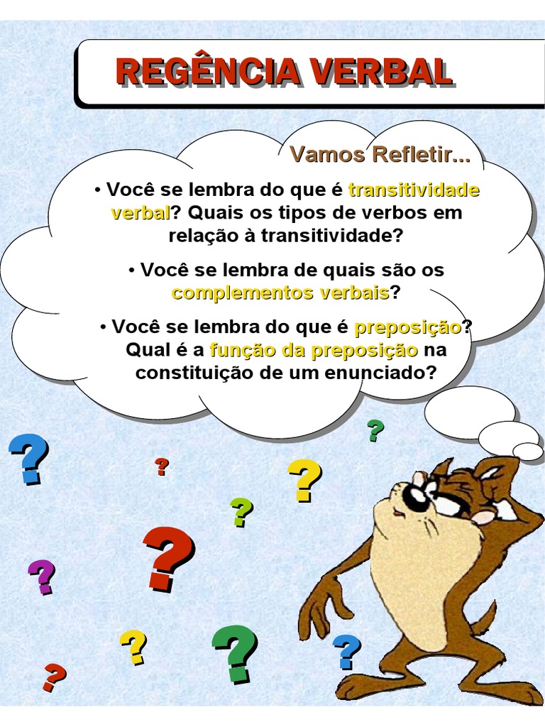 Regência Verbal PDF | PDF | Objeto (gramática) | Preposição e posposição